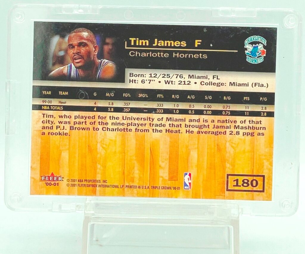 Vintage 2000-01 Fleer Triple Crown Tim James #180 ("Team: Hornets ...