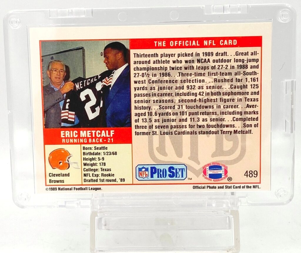 Vintage 1989 Pro Set Prospect NO. 1 Pick Eric Metcalf RC #489 Teams ...