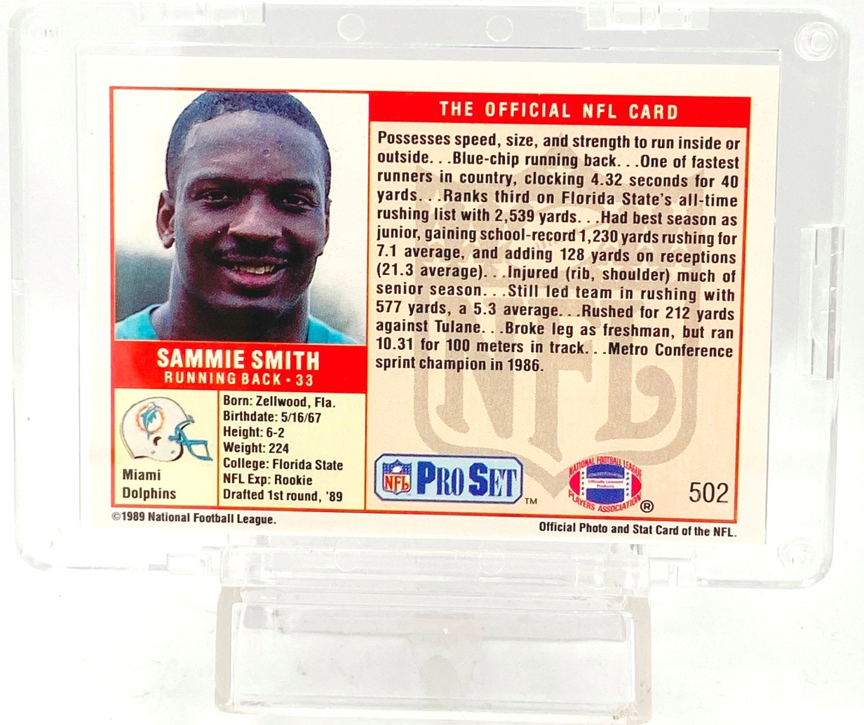 Vintage 1989 Pro Set Prospect NO. 1 Pick Sammie Smith RC #502 Teams ...