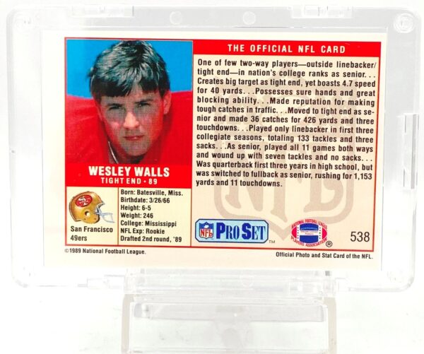 Vintage 1989 Pro Set Prospect Wesley Walls RC #538 Teams: Collegiate ...
