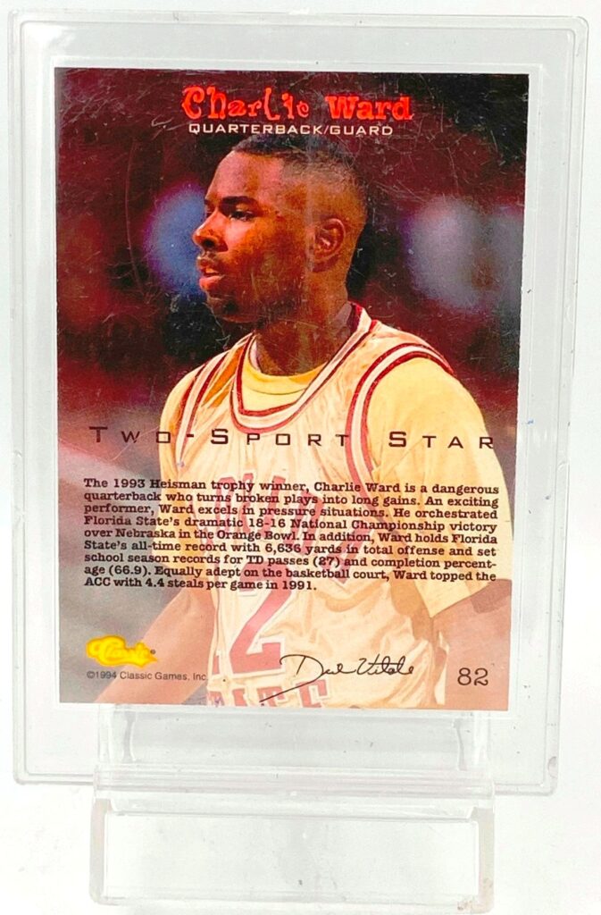 1994 Classic Gold Two-Sport Star Charlie Ward RC #82 Team:" Collegiate ...