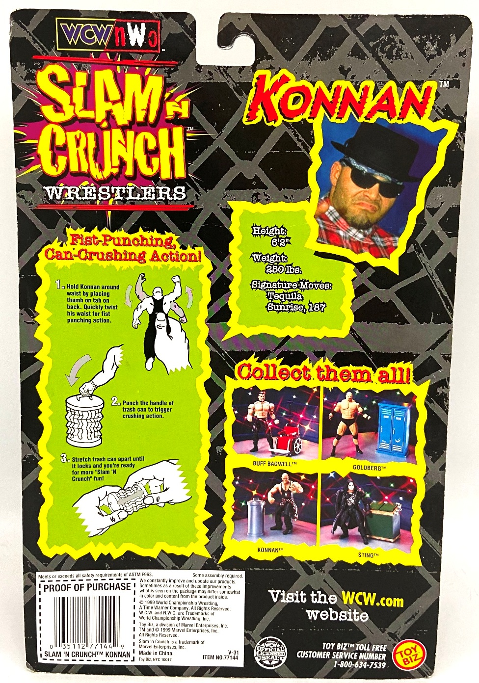 1999 Toy Biz Konnan Slam n Crunch Wrestlers WCW/NWO