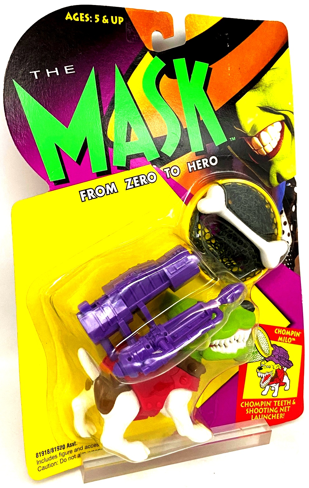 Vintage 1995 Kenner The Mask Chompin Milo "From Zero To Hero" ("Chompin ...