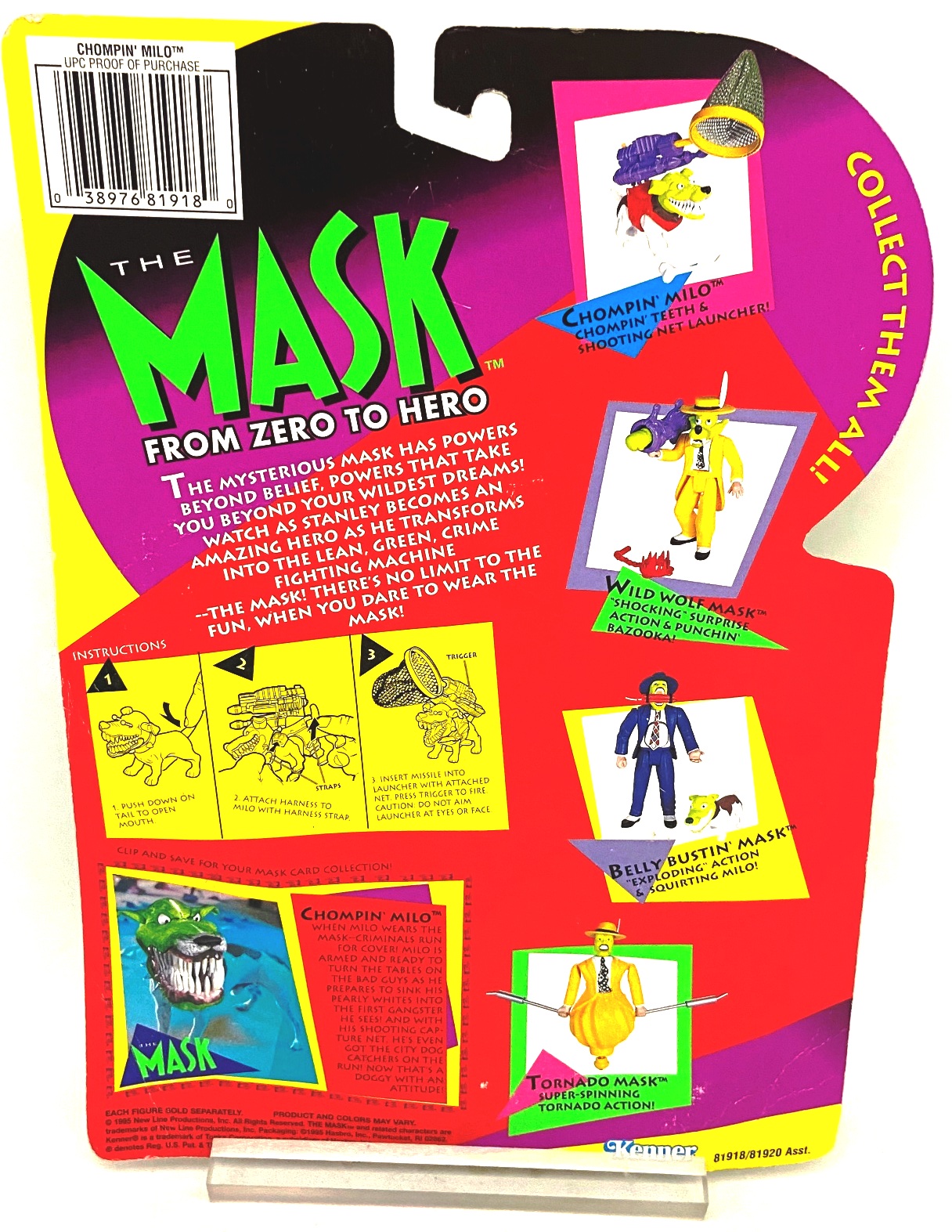 Vintage 1995 Kenner The Mask Chompin Milo "From Zero To Hero" ("Chompin ...