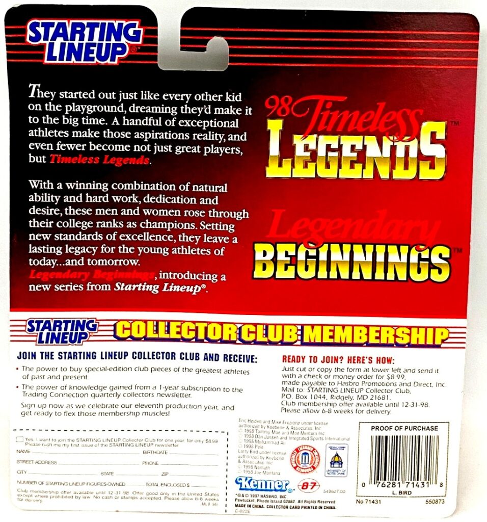 Vintage 1997 SLU Legendary Beginnings Larry Bird ("Collegiate-Indiana ...