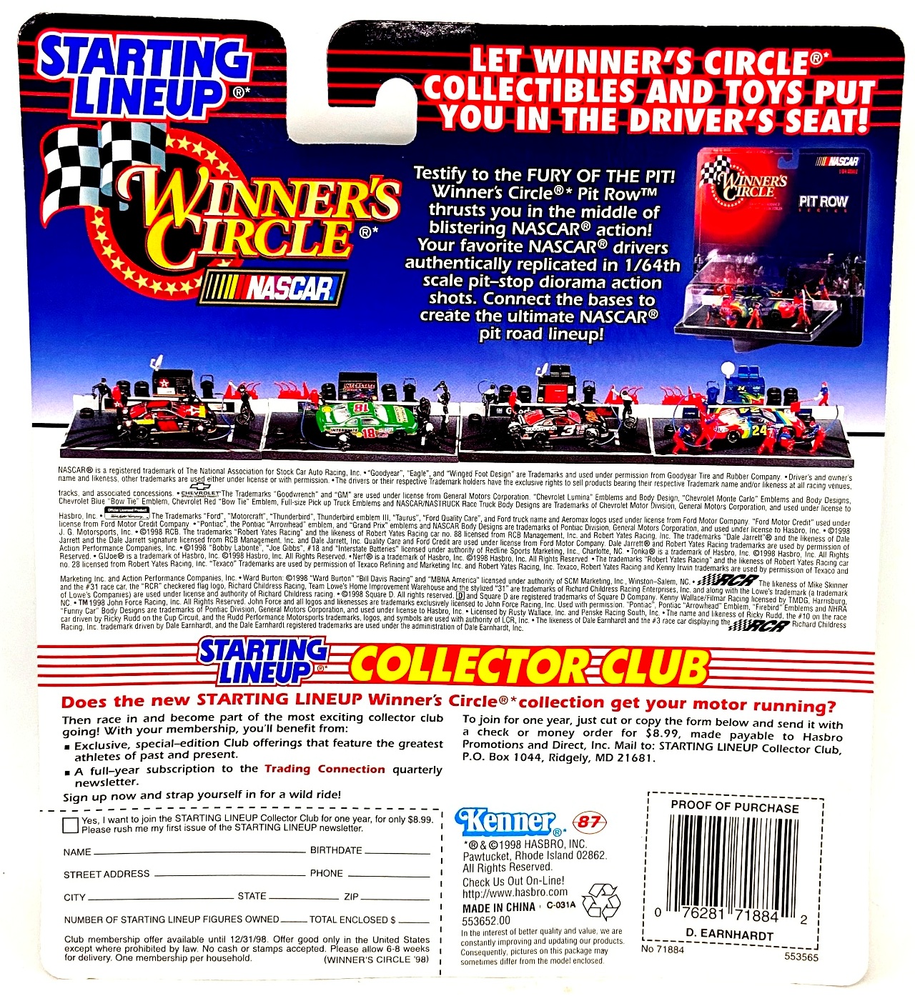 1998 SLU Winner Circle Dale Earnhardt Series-1 Nascar w/Helmet