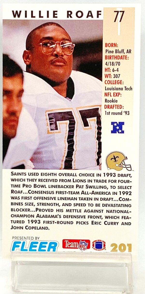 Vintage 1993 Fleer NFL Game Day '93 Willie Roaf Rookie Card #201 Team ...
