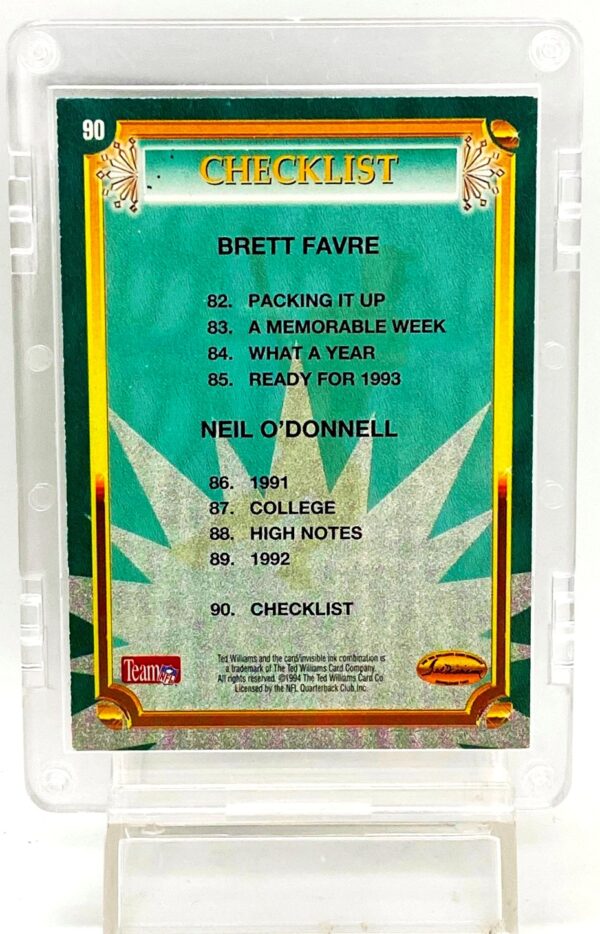 Vintage 1994 Dawning Of A Legacy Checklist NFL Brett Favre-Neil O ...