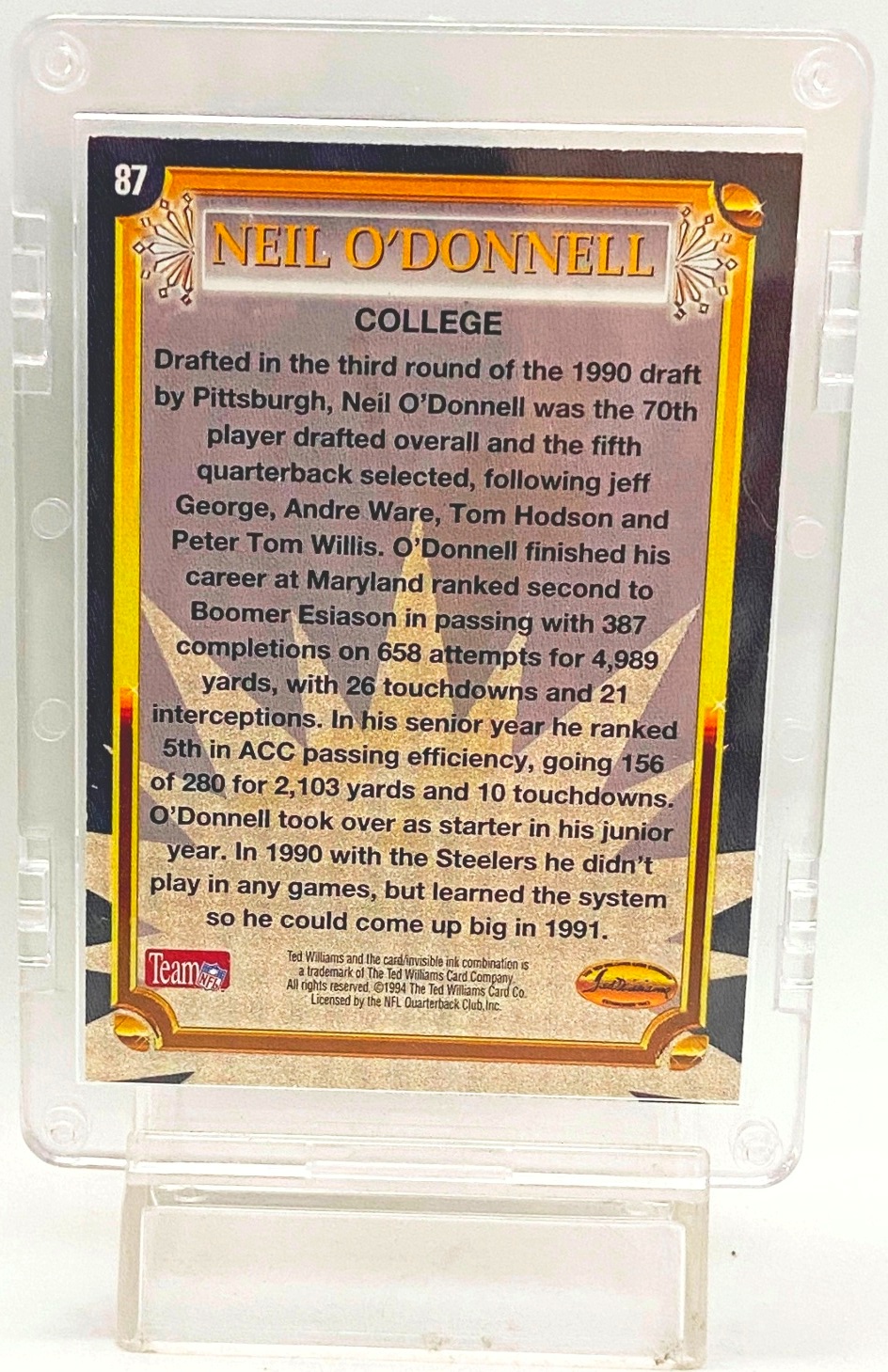 Vintage 1994 Roger Staubach's NFL Neil O'Donnell Dawning Of A Legacy ...