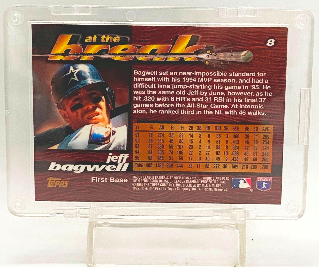 Vintage 1995 Topps At The Break MLB Jeff Bagwell Chromium Card #8 Team ...