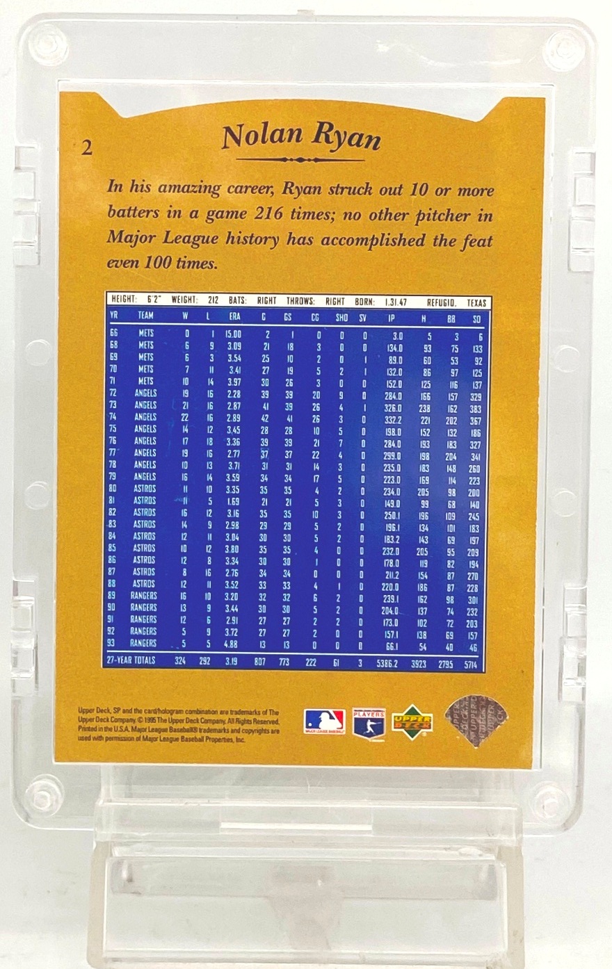 Vintage 1995 Upper Deck SP Salute Nolan Ryan Silver Die-Cut Card #2 ...