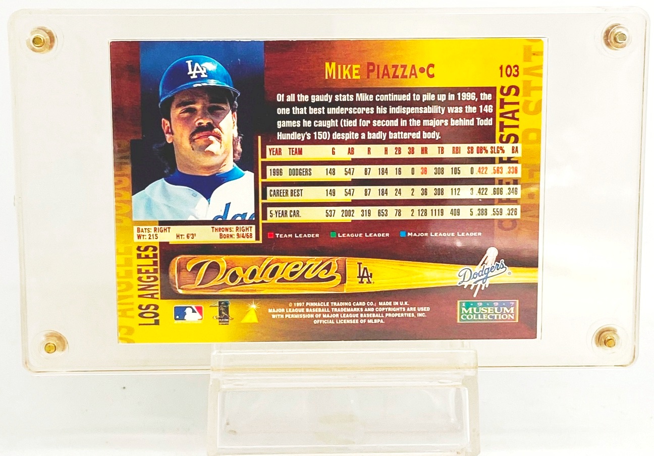 Vintage 1997 Pinnacle Museum Collection Mike Piazza Chromium Card #103 ...