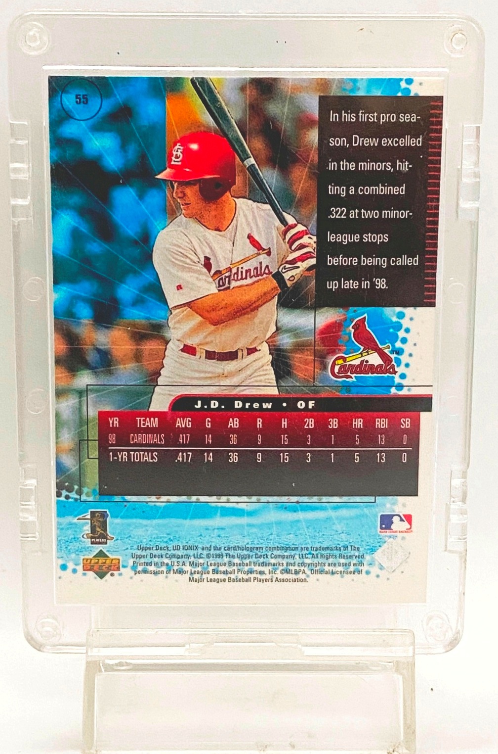 Vintage 1999 Upper Deck Ionix J. D. Drew Chromium Rookie Card #55 Team ...