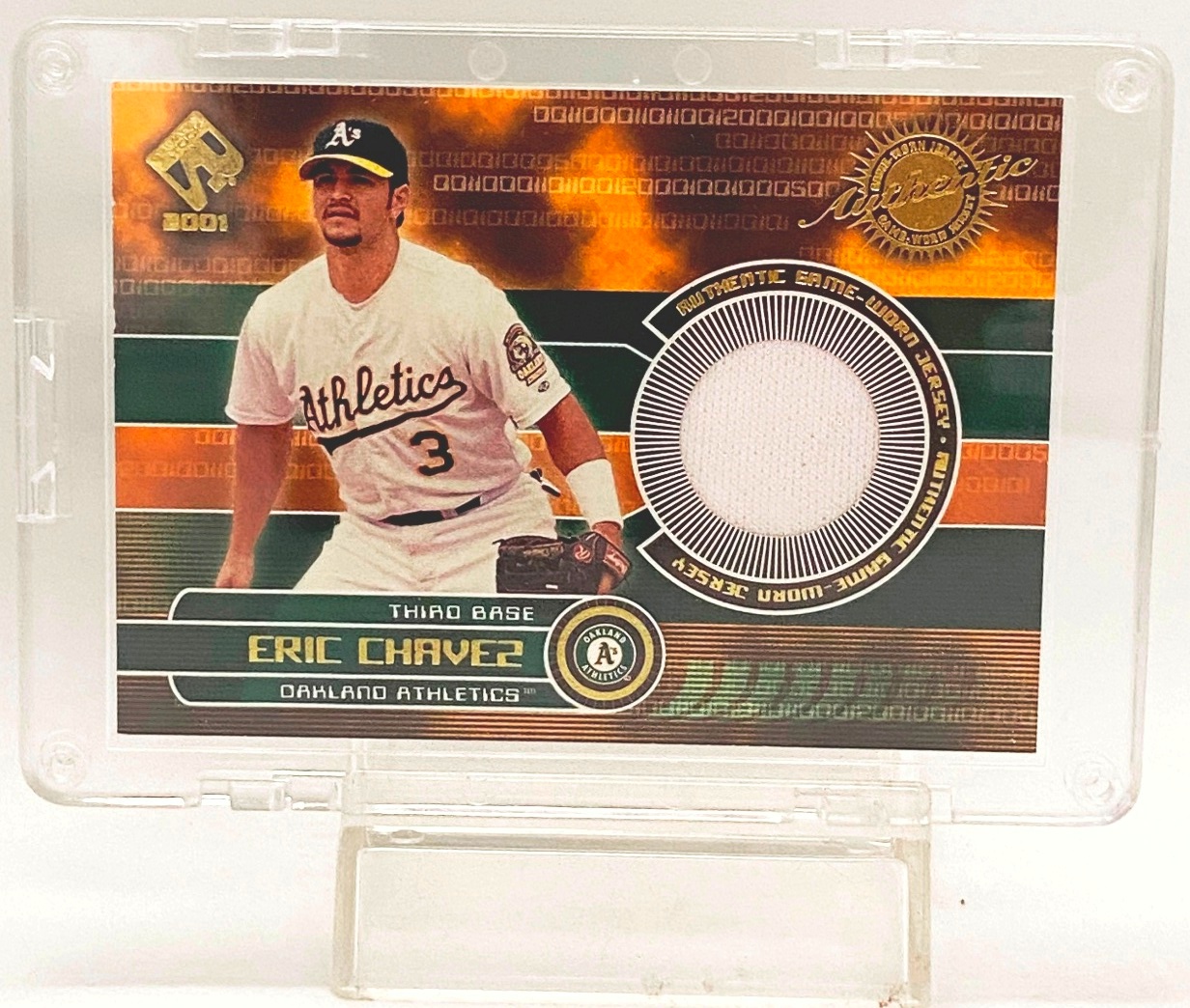 Vintage 2000 Pacific Private Stock Eric Chavez Authentic Game Worm Jersey Card #125 Team ...