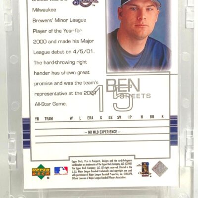 2001 Upper Deck Pros & Prospects Ben Sheets RC #52 "Brewers"