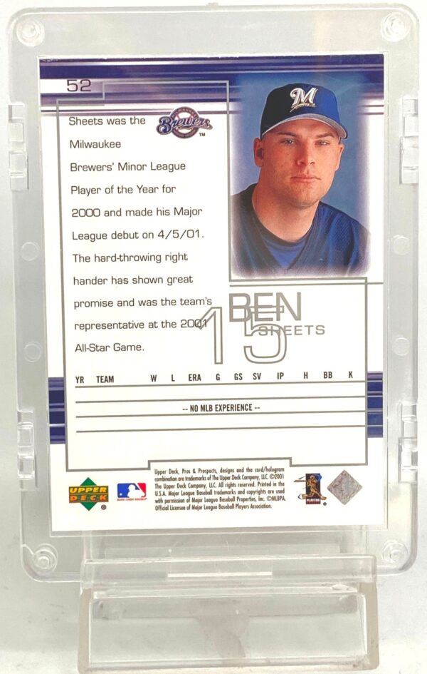 Vintage 2001 Upper Deck Pros & Prospects Ben Sheets Rookie Card #52 ...