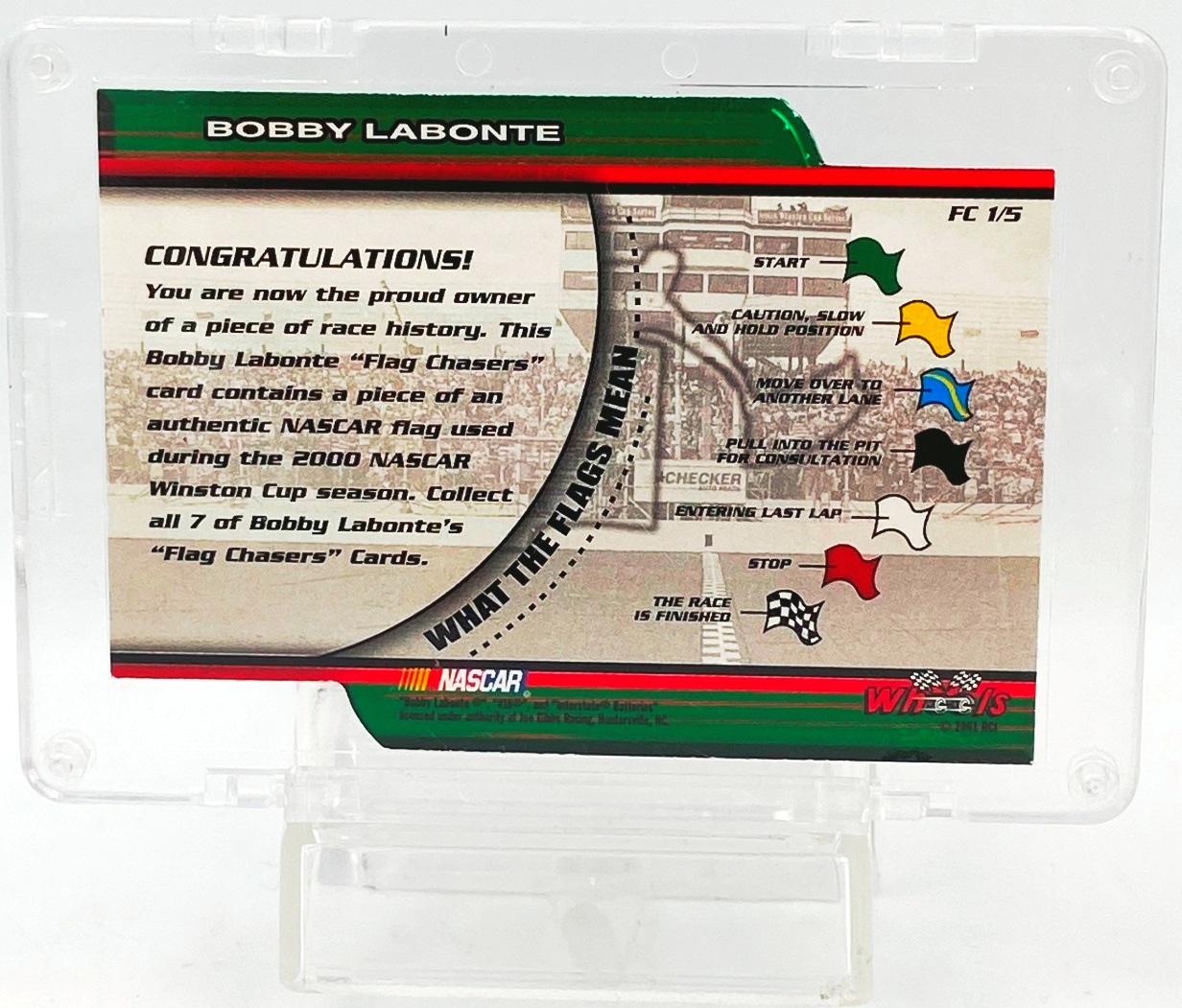 2001 Wheels Authentic Bobby LaBonte Flag Chasers Card #FC 1