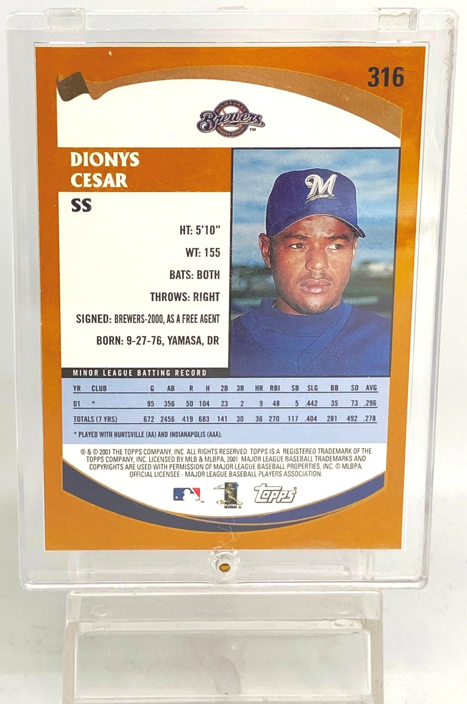 Vintage 2002 Topps Gold Prospects Dionys Cesar RC #316 ("Brewers ...