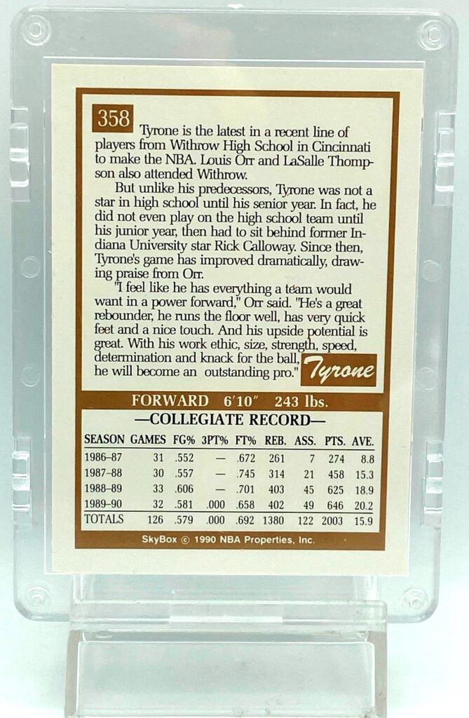 Vintage 1990 Skybox NBA Draft Tyrone Hill Rookie Card #358 Team ...