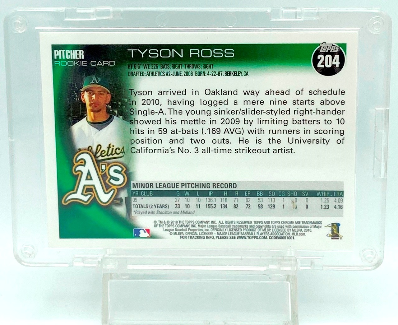 Vintage 2010 Topps Chrome Tyson Ross Rookie Card #204 Team: (Athletics ...