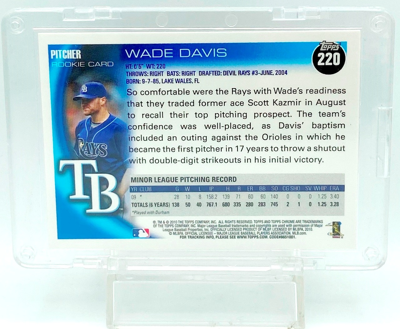 2010 Topps Chrome Wade Davis Rookie Card #220 Team: (Rays)