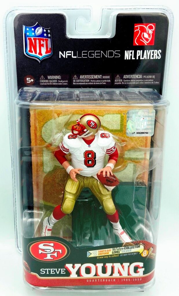 Vintage 2010 McFarlane NFL Legends Steve Young Series-6 Figure! "White Jersey #8 w/Gold Pants ...