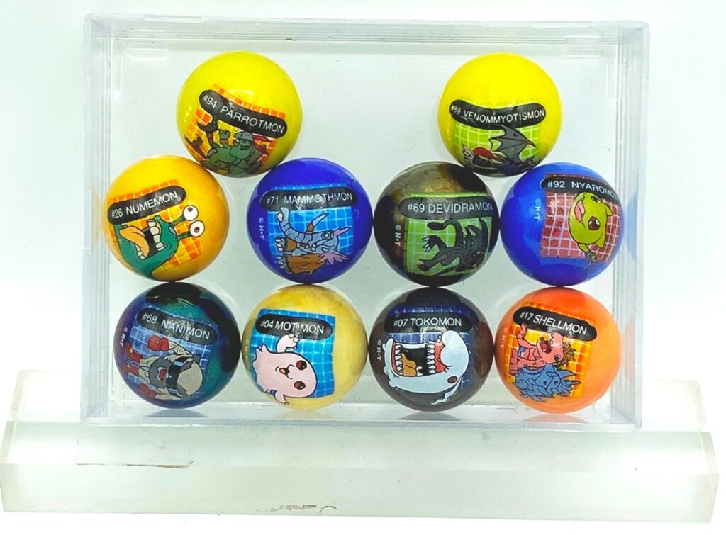 2001 Digimon DM Yellow Pocket Pouch Marbles Set w/Mimi & Tanemon