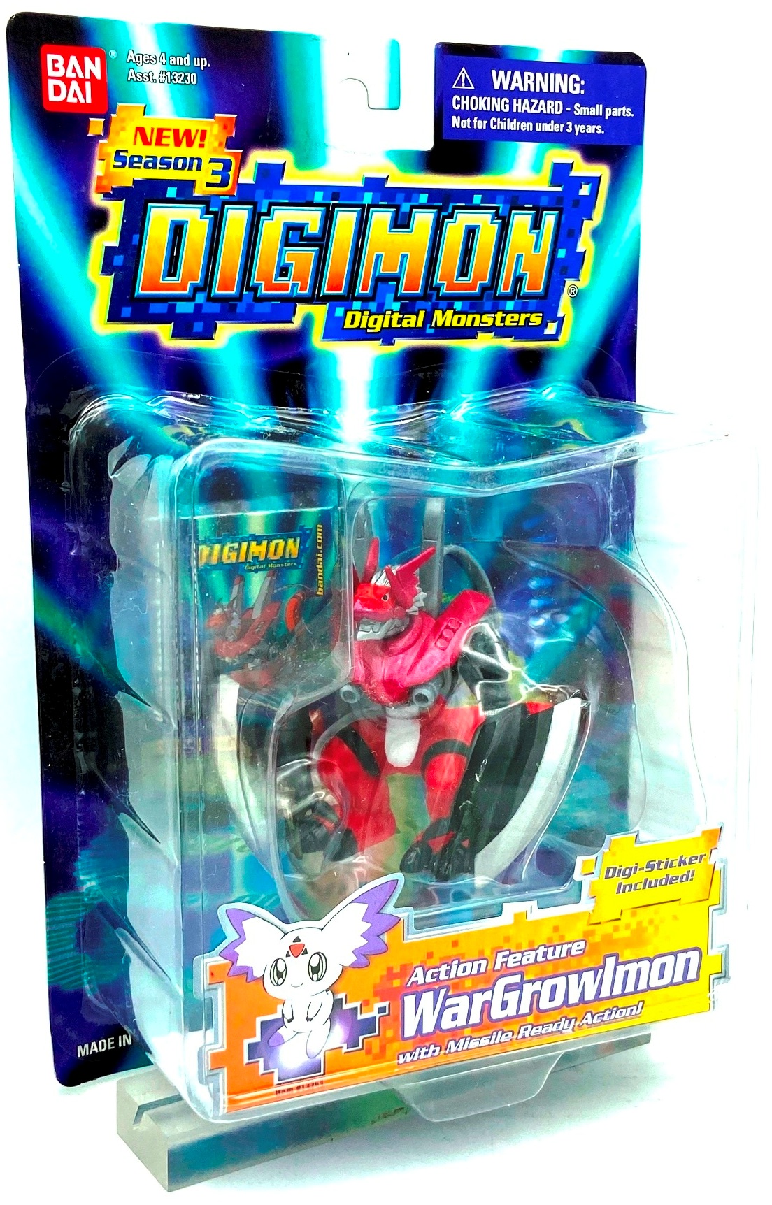 Vintage 2001 Season 3-Original Series-3 Digital Monsters WarGrowlmon #364 ("Digi-Sticker ...