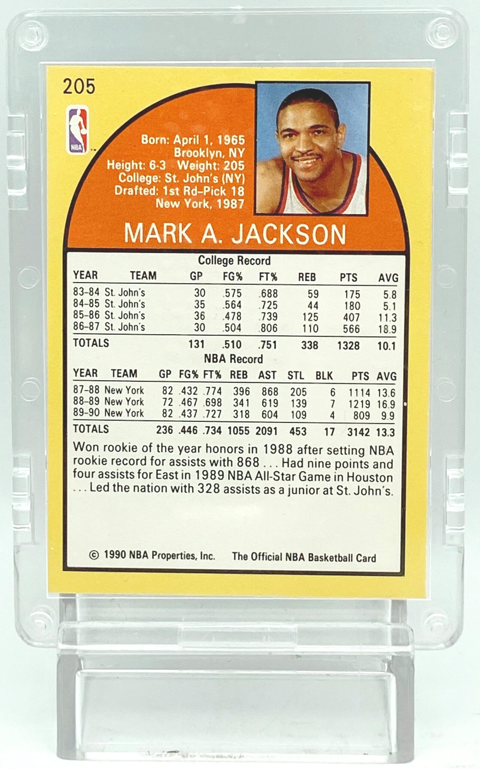 1990 NBA Hoops Mark Jackson Card #205 (New York Knicks)