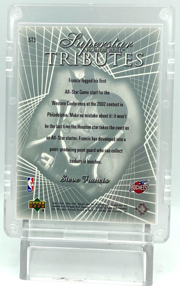 Vintage 2002-03 Upper Deck Superstar Honor Roll Tributes Steve Francis ...