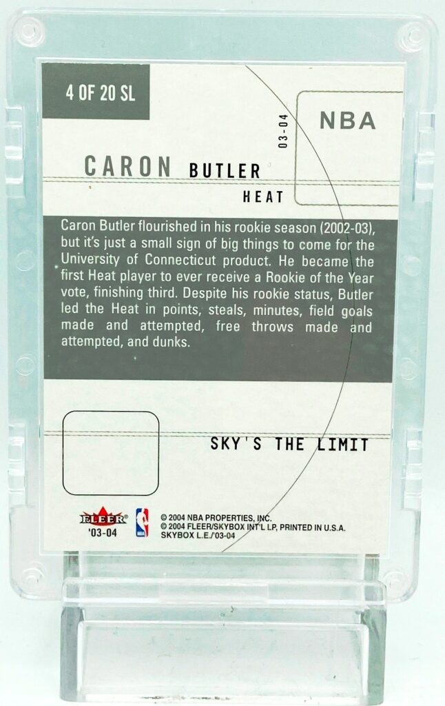 2003-04 Skybox LE NBA Caron Butler Card #4 Sky's The Limit-Heat
