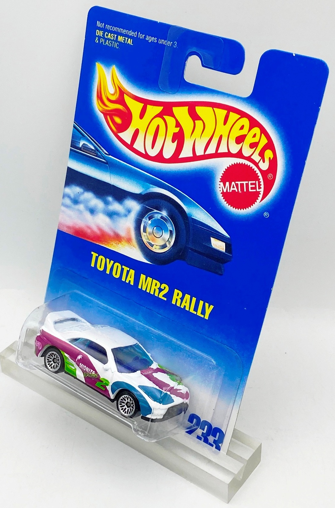 1991 Hot Wheels #233 Toyota MR2 Rally #2 Blue Windows Lace-Wheels