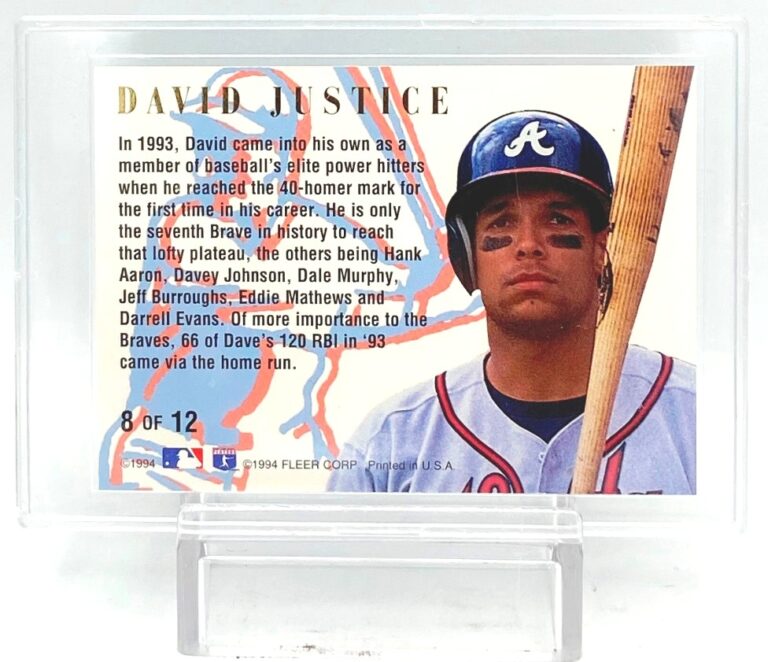 1994 Fleer Ultra Home Run King MLB David Justice Card #8