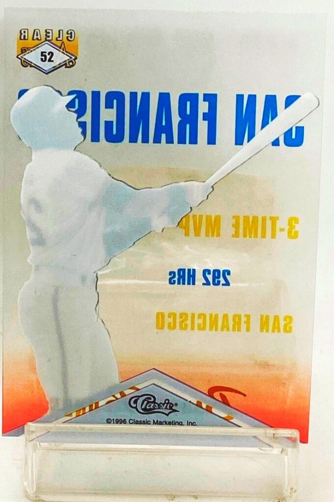 Vintage 1996 Classic Clear Assets MLB Barry Bonds Card #52 (MLB: San Francisco Giants) Inserted ...