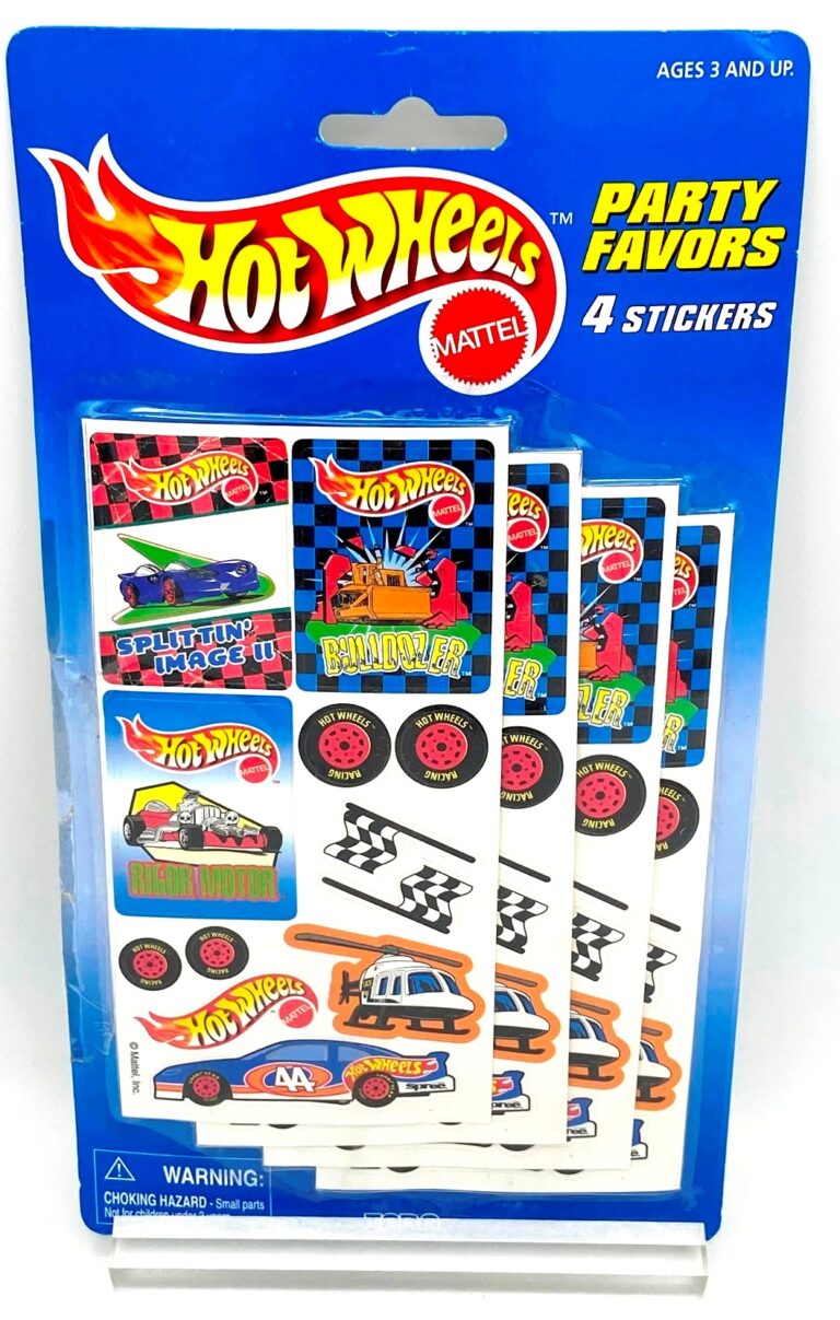 1997 Hot Wheels Party Favors 4-Stickers (Thrills & Spills!)