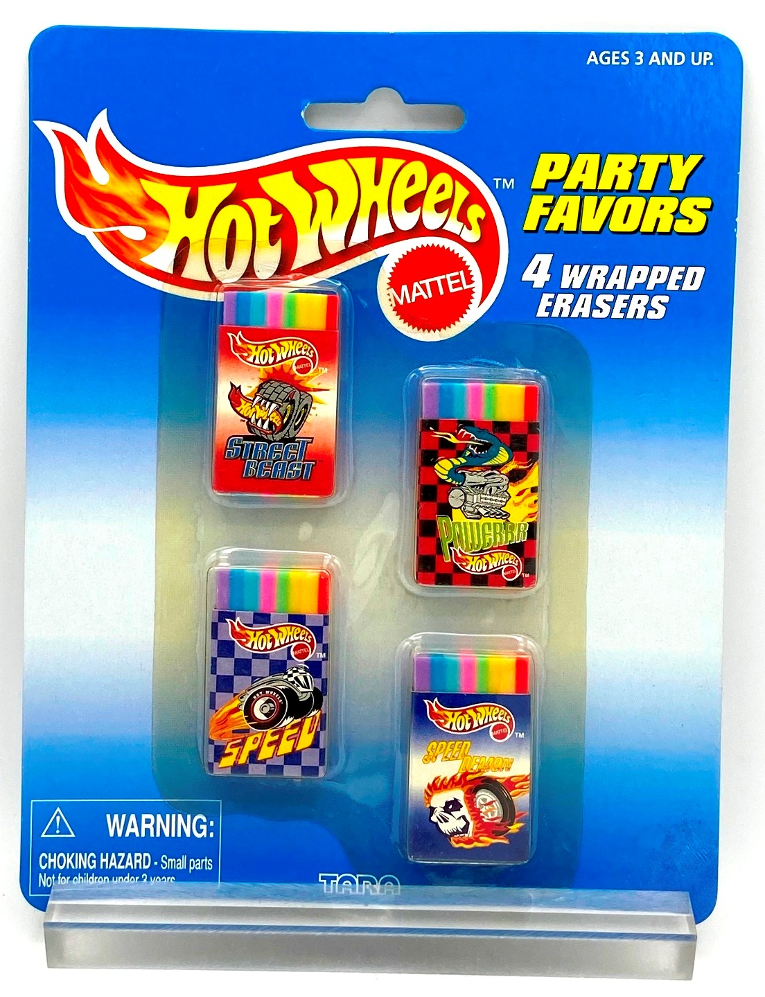 1997 Hot Wheels Party Favors 4-Wrapped Erasers "Multi-Color"