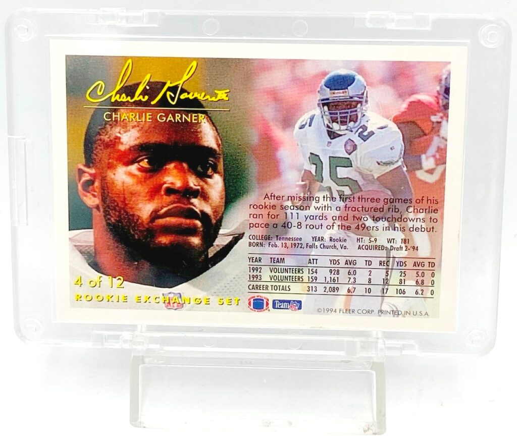 1994 Fleer NFL Charles Garner RC #4 of 12 Exclusive Redemption