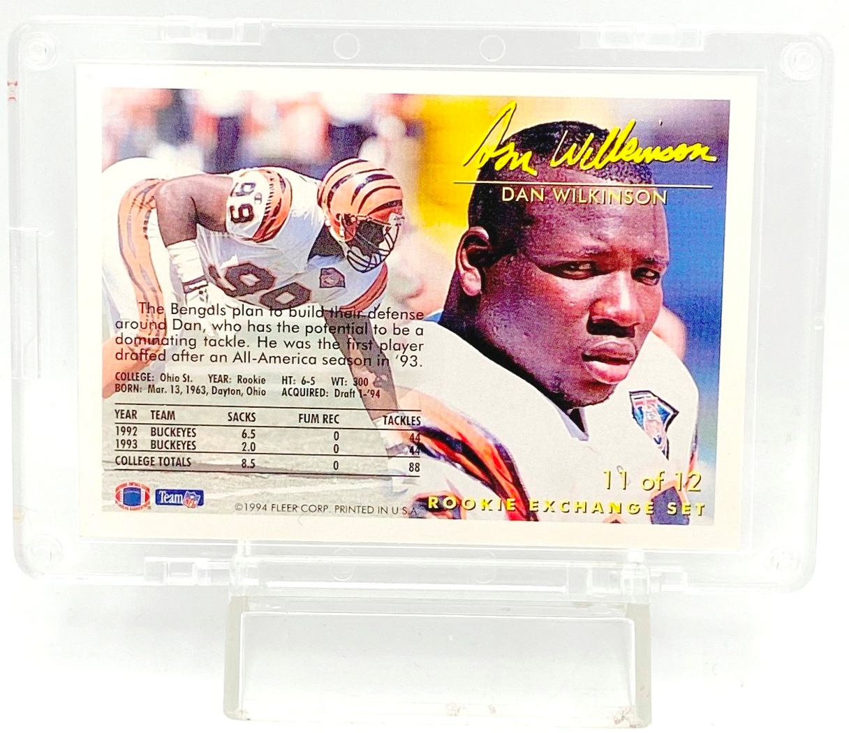 1994 Fleer NFL Dan Wilkinson RC 11 of 12 Exclusive Redemption