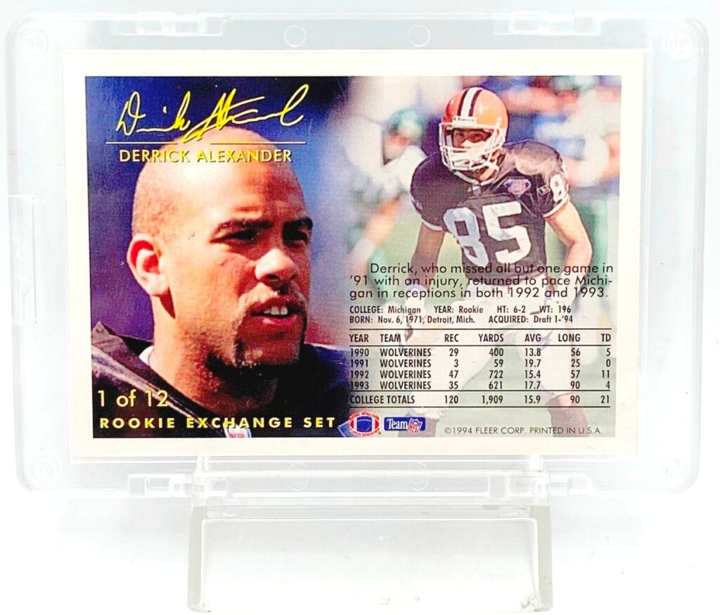 1994 Fleer NFL Derrick Alexander RC #1 of 12 Exclusive Redemption