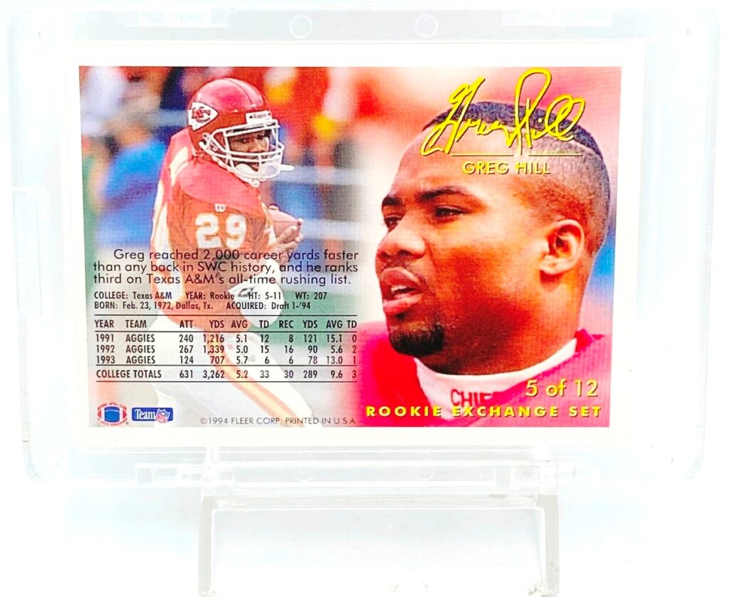 1994 Fleer NFL Greg Hill RC #5 of 12 Exclusive Redemption