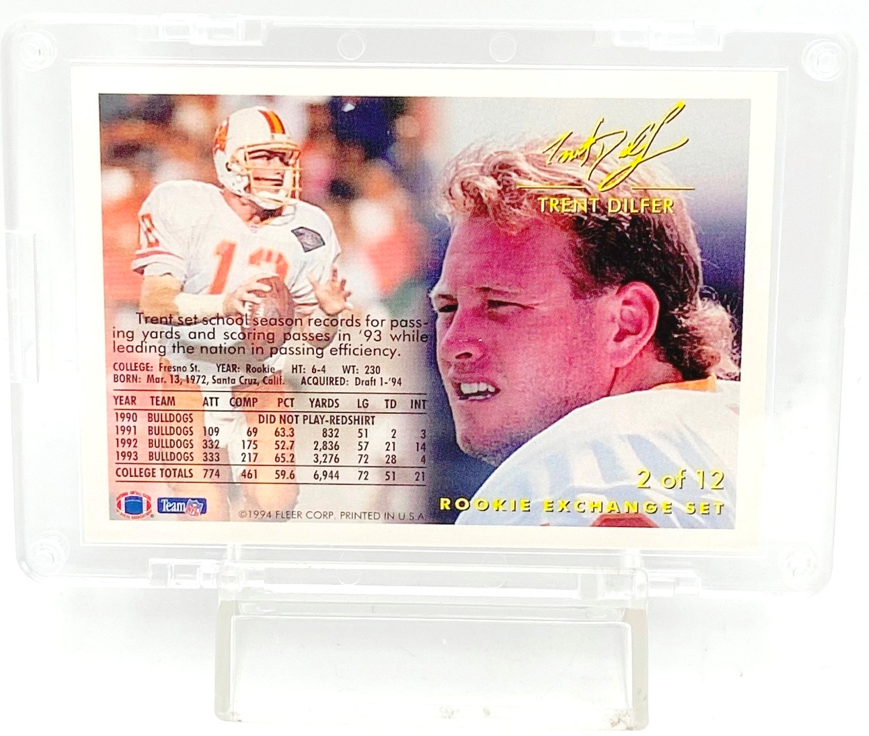 1994 Fleer NFL Trent Dilfer RC #2 of 12 Exclusive Redemption