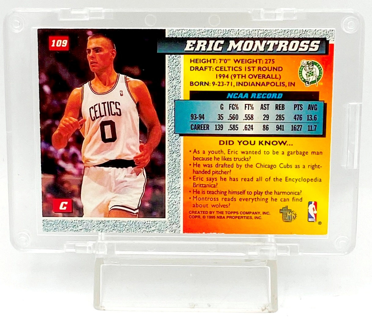 1994-95 Topps MB Draft Pick Embossed Eric Montross Gold RC #109