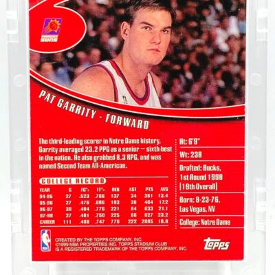 1998 Stadium Club Draft Pick NBA Pat Garrity RC#117 "Exclusive"